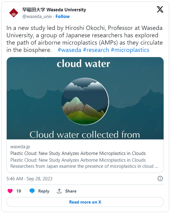 Plastics in clouds: Japanese scientists confirmed microplast